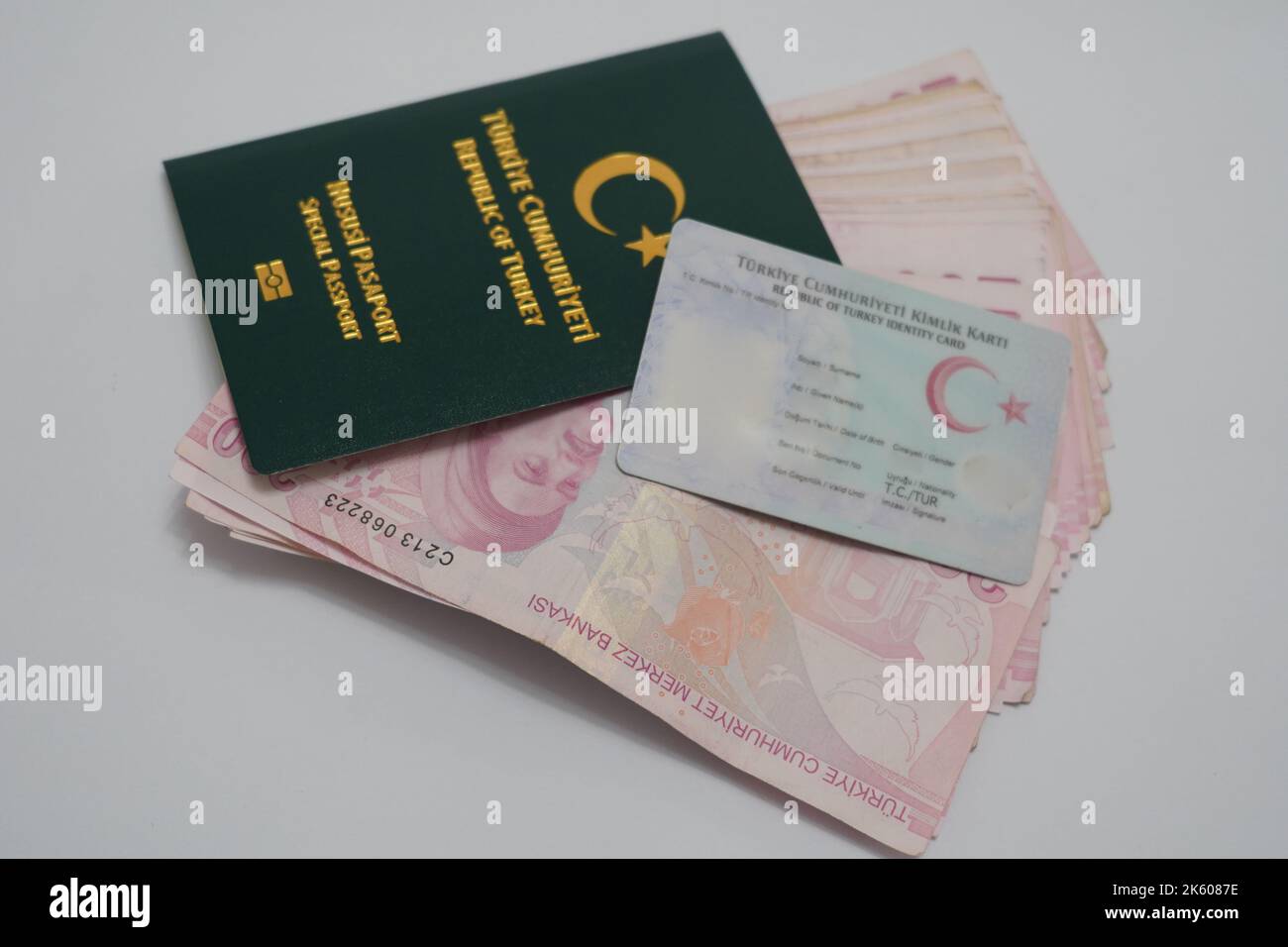 passport with Turkey and Turkish currency, passport and Turkey Identity ...