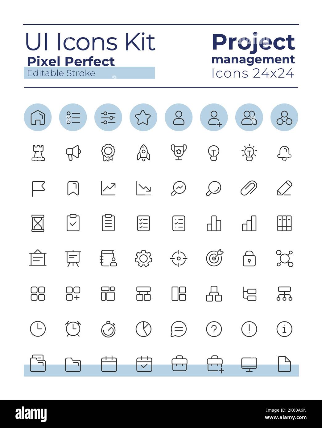 Project management pixel perfect linear ui icons kit Stock Vector Image & Art - Alamy