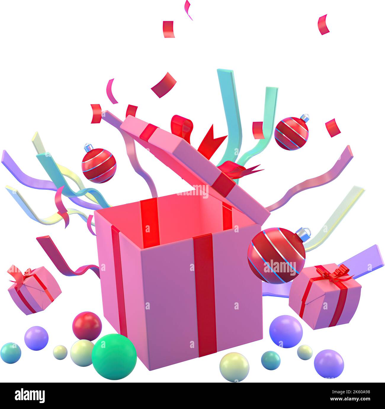 3d Rendering Christmas or new year elements background with decorative ...