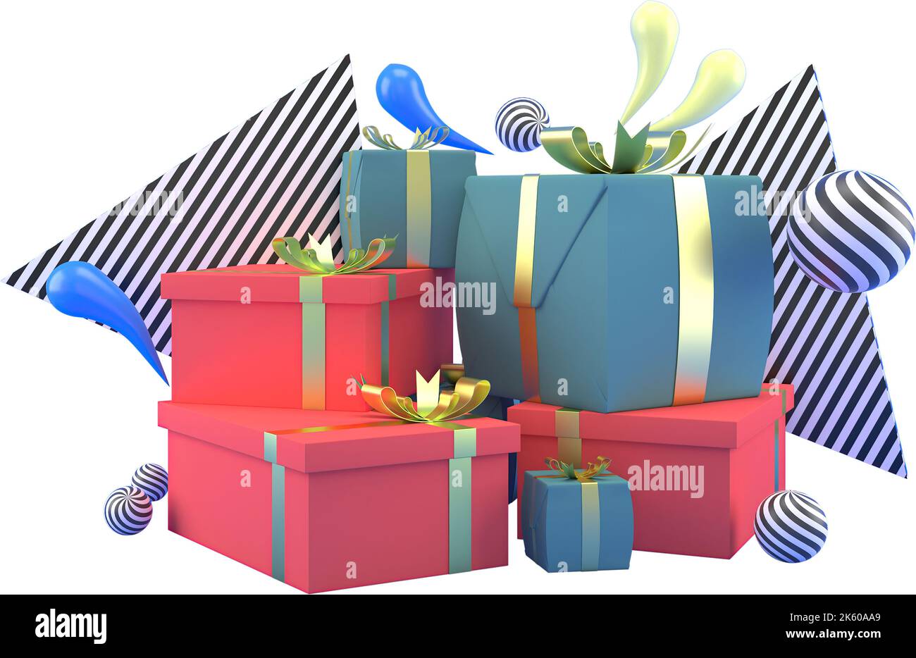 3d Rendering Christmas or new year elements background with decorative ...