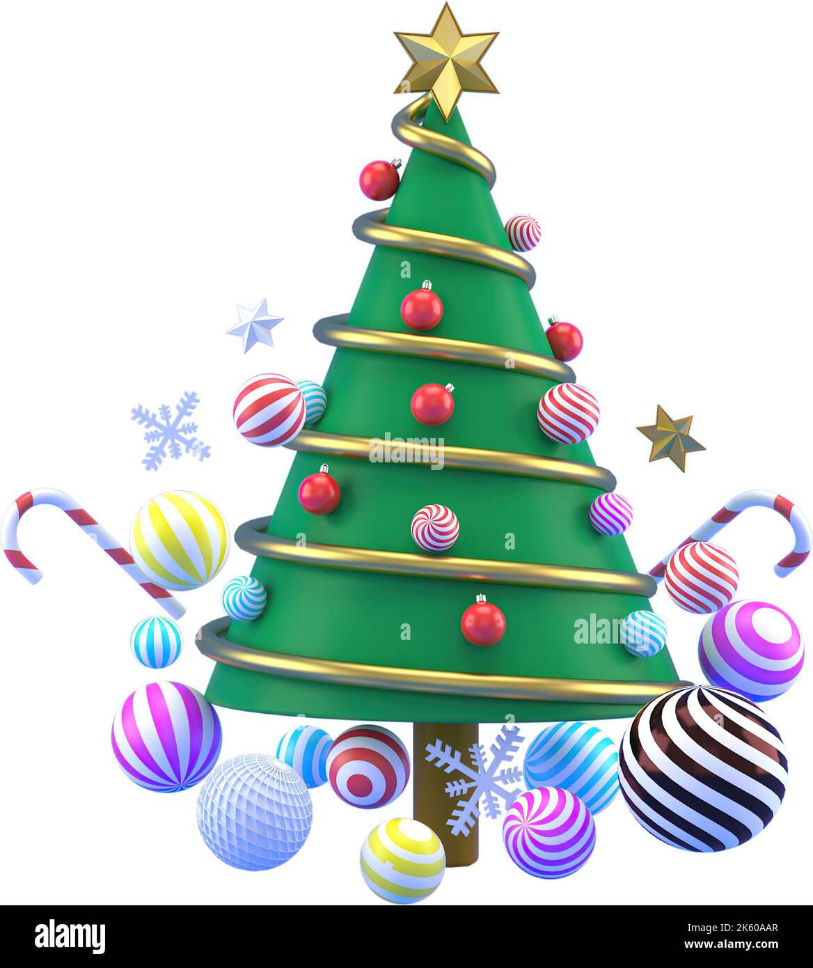 3d Rendering Christmas or new year elements background with decorative ...