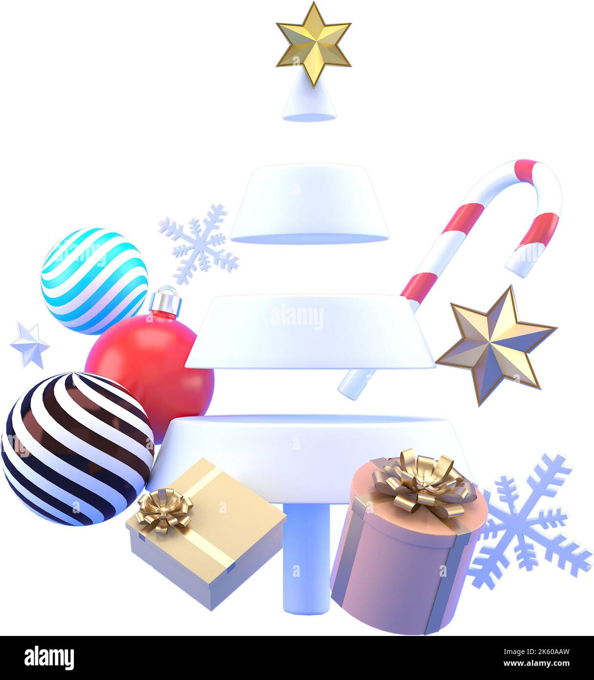 3d Rendering Christmas or new year elements background with decorative ...