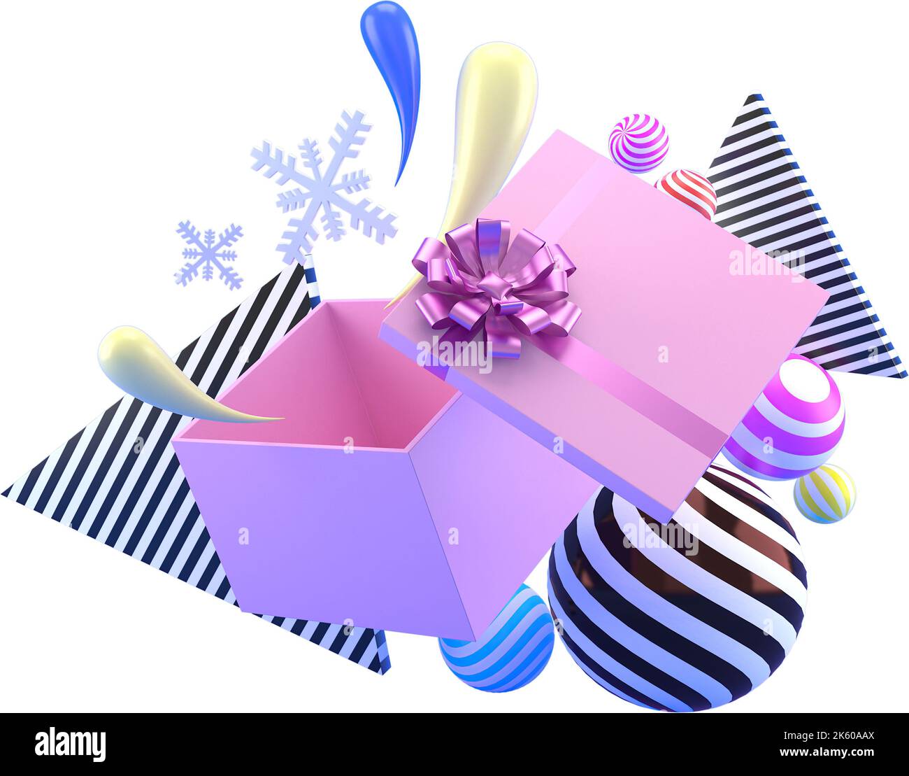 3d Rendering Christmas or new year elements background with decorative ...
