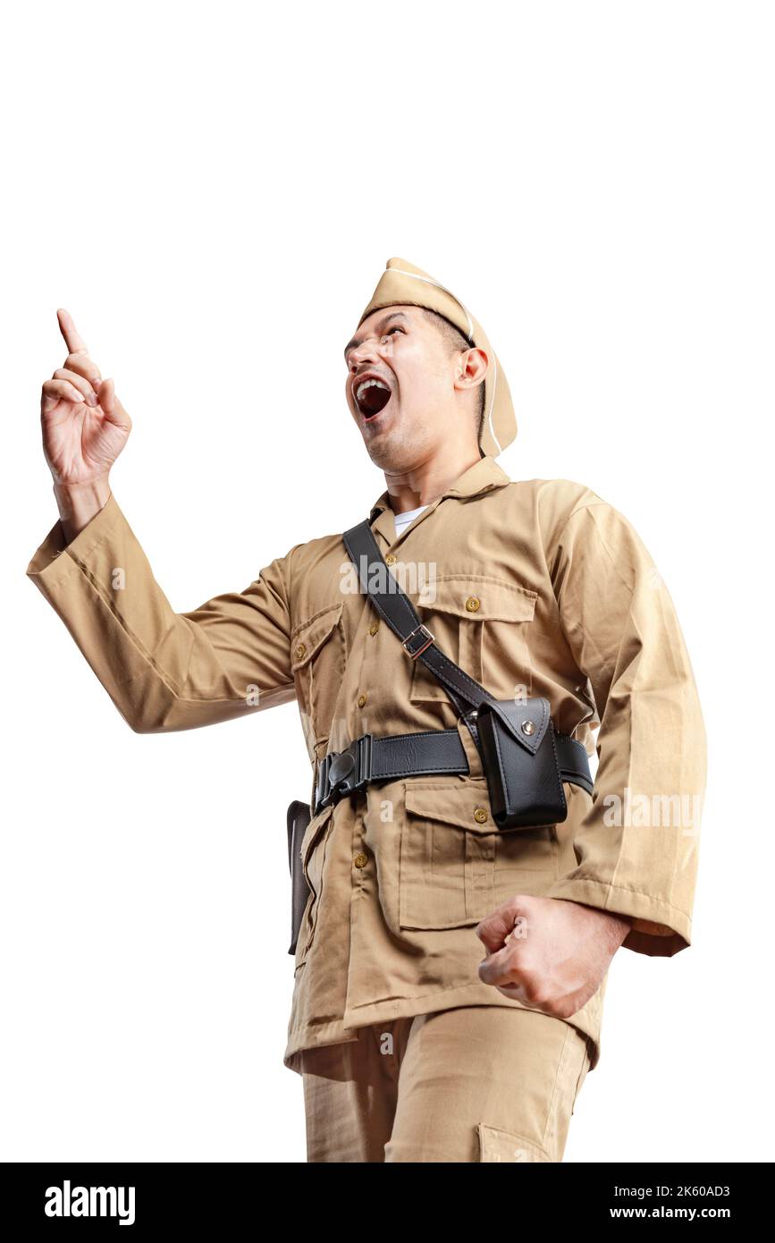 Indonesian freedom fighters standing isolated over white background Stock Photo - Alamy