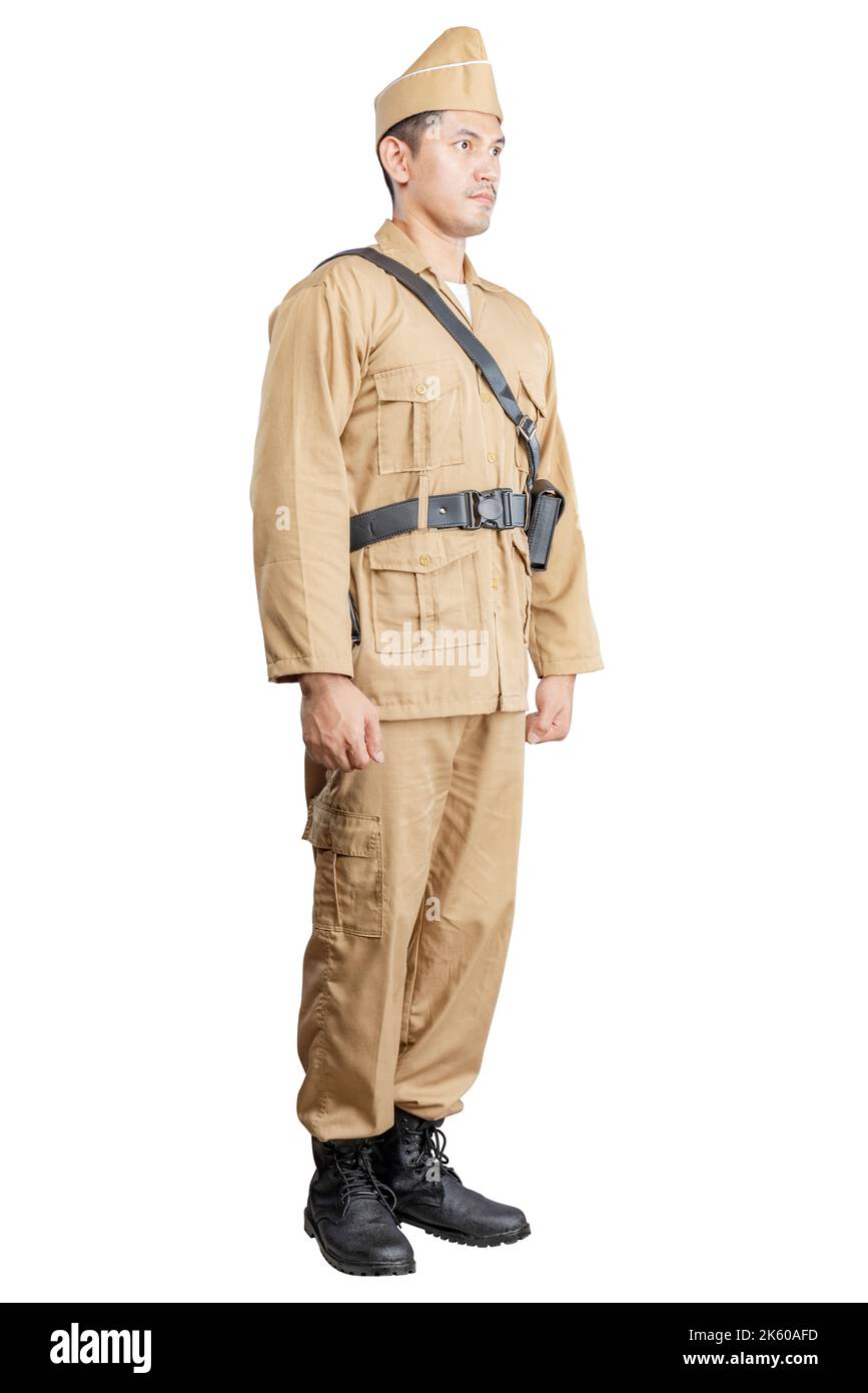 Indonesian freedom fighters standing isolated over white background ...