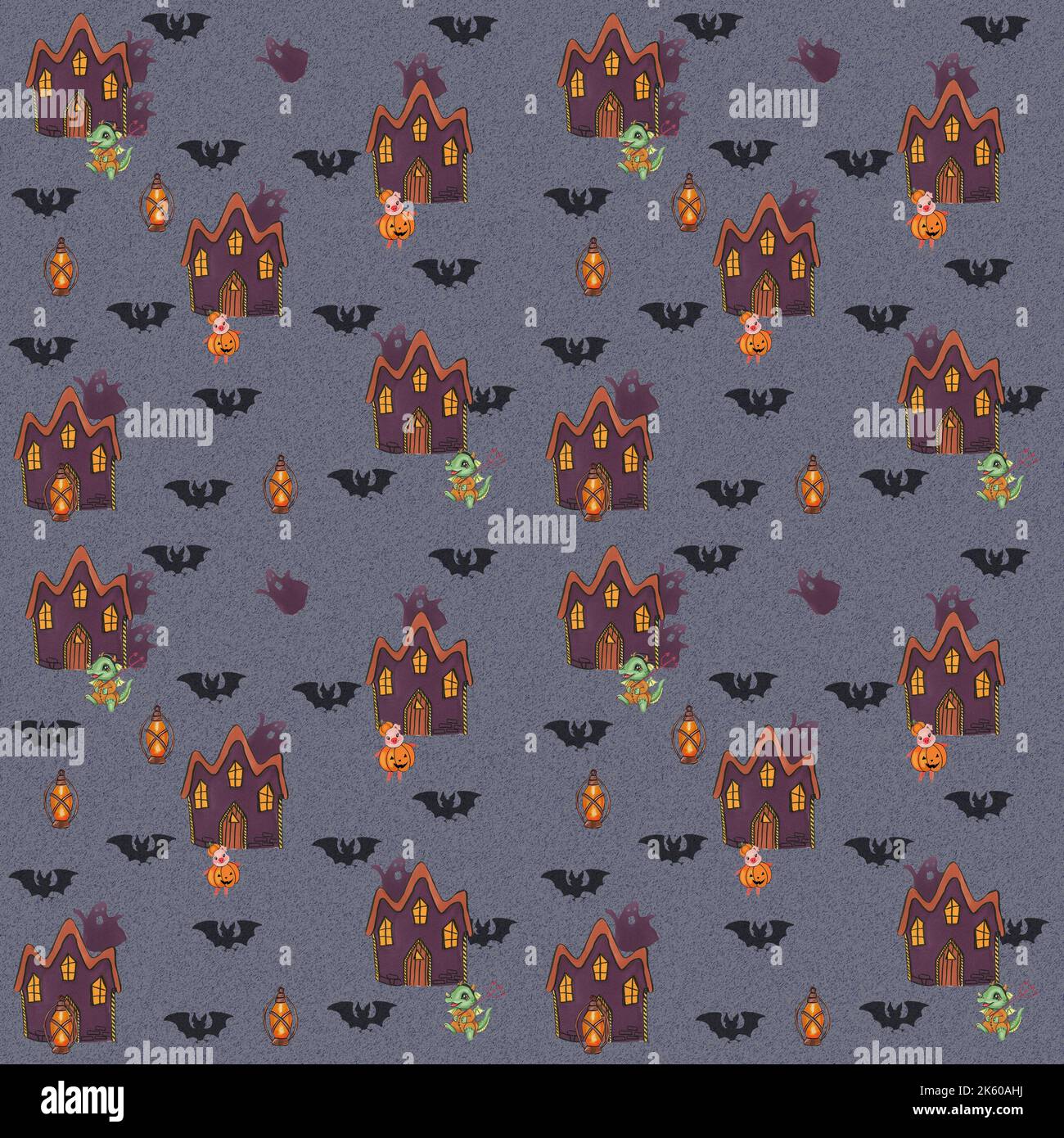 Watercolor seamless pattern for halloween Stock Photo - Alamy