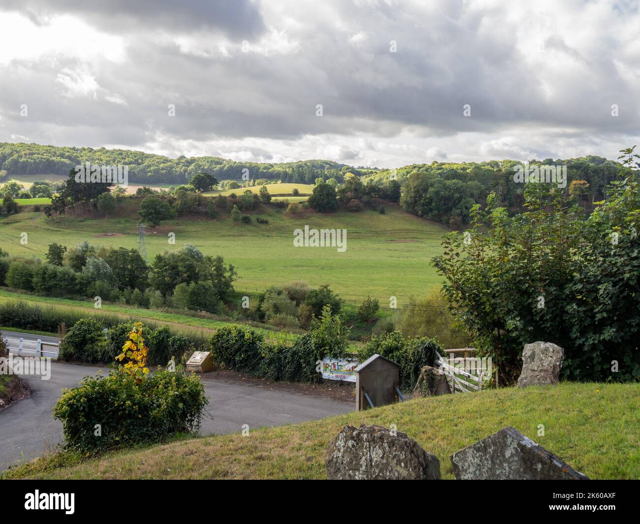 A view over the Teme Valley from the churchyard of St Lawrence ...