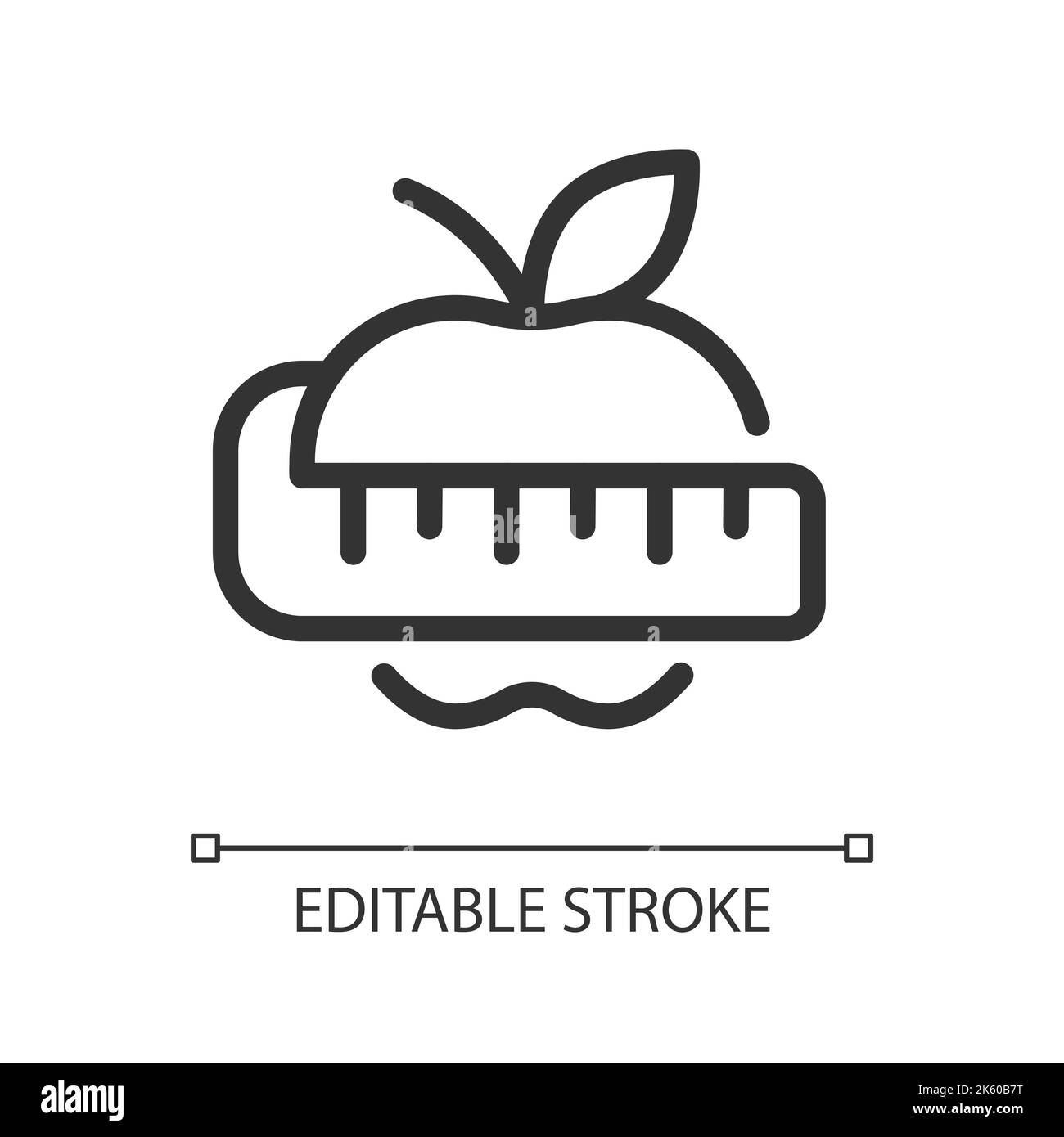 Apple and measuring tape pixel perfect linear ui icon Stock Vector ...