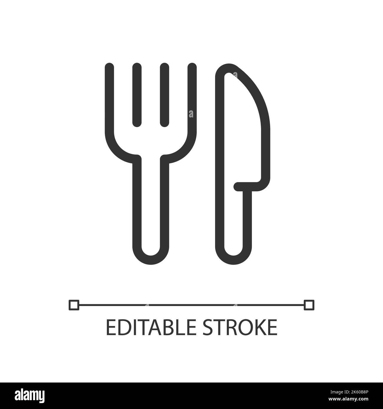 Fork and knife pixel perfect linear ui icon Stock Vector Image & Art ...