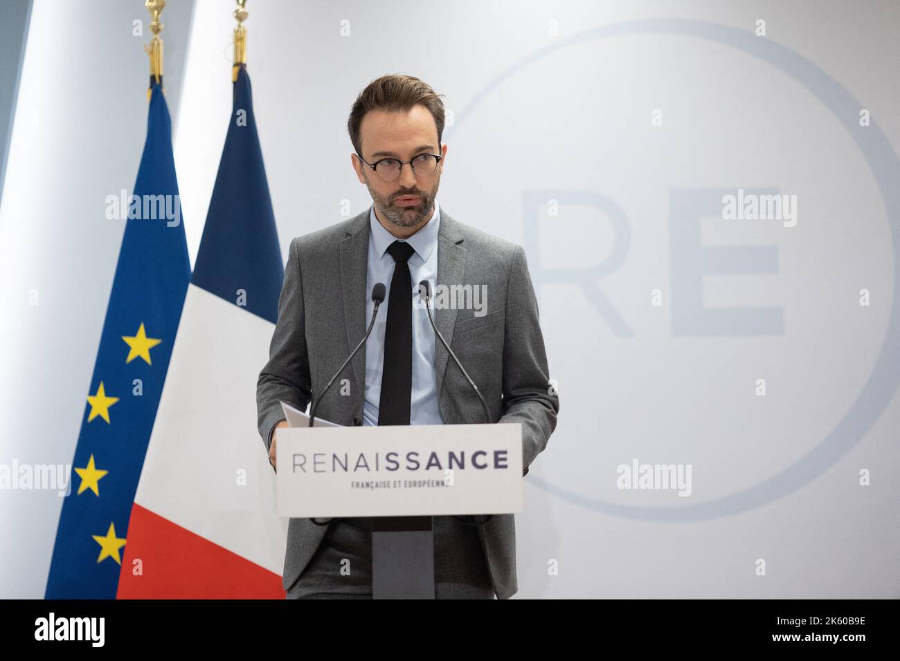 Renaissance spokesperson Loic Signor gives a press conference at the ...