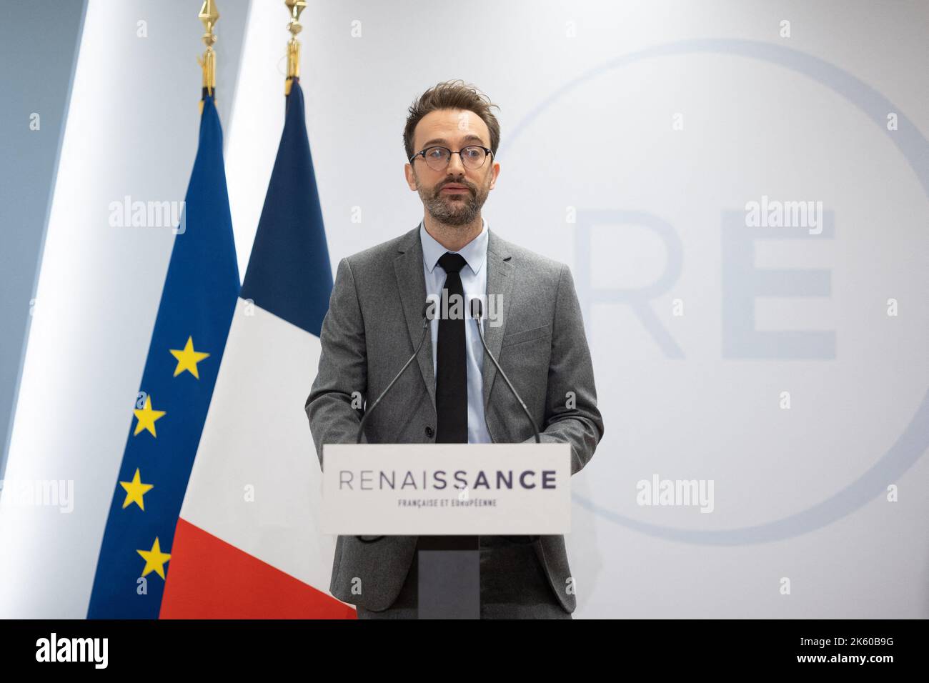 Renaissance spokesperson Loic Signor gives a press conference at the ...