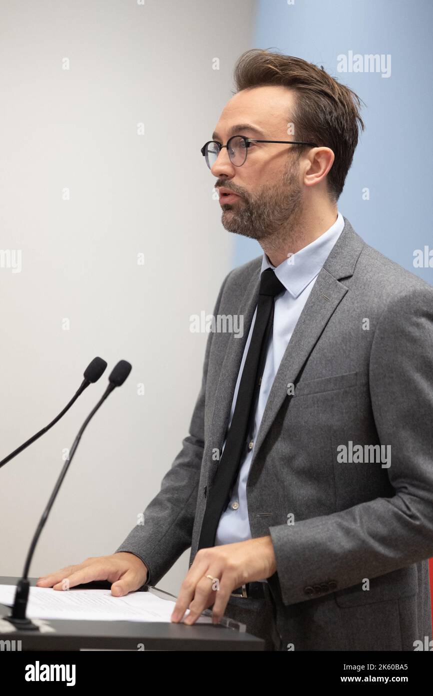 Renaissance spokesperson Loic Signor gives a press conference at the ...