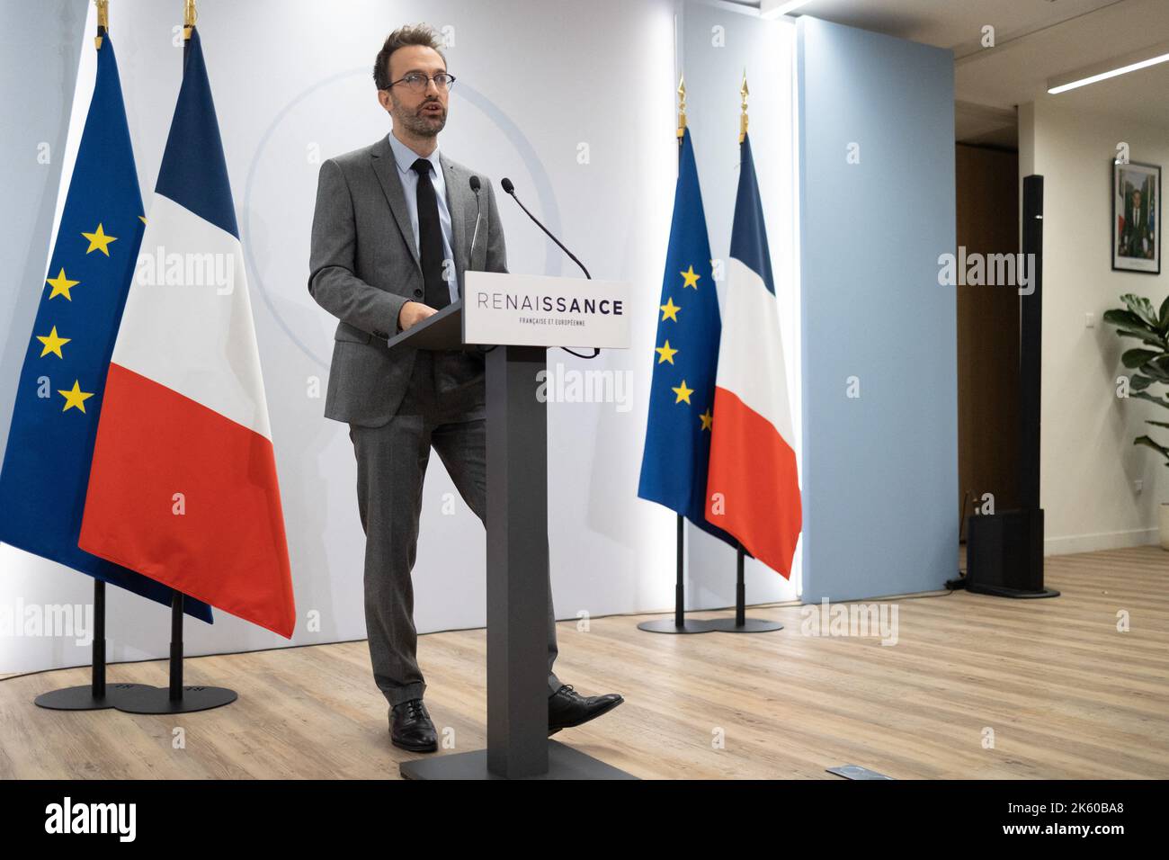 Renaissance spokesperson Loic Signor gives a press conference at the ...