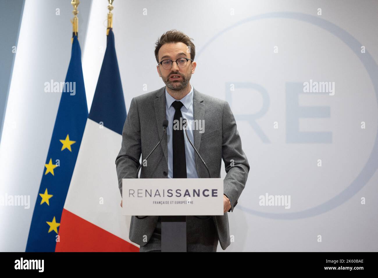 Renaissance spokesperson Loic Signor gives a press conference at the ...