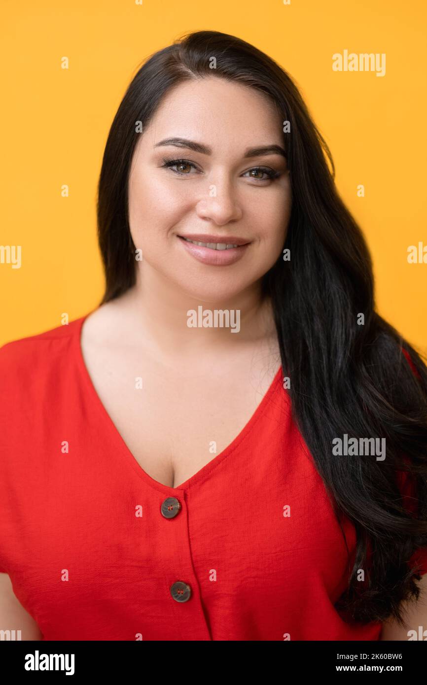 body positive happy woman plus size beauty model Stock Photo - Alamy