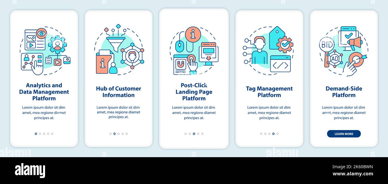 Personalization tools onboarding mobile app screen Stock Vector Image ...