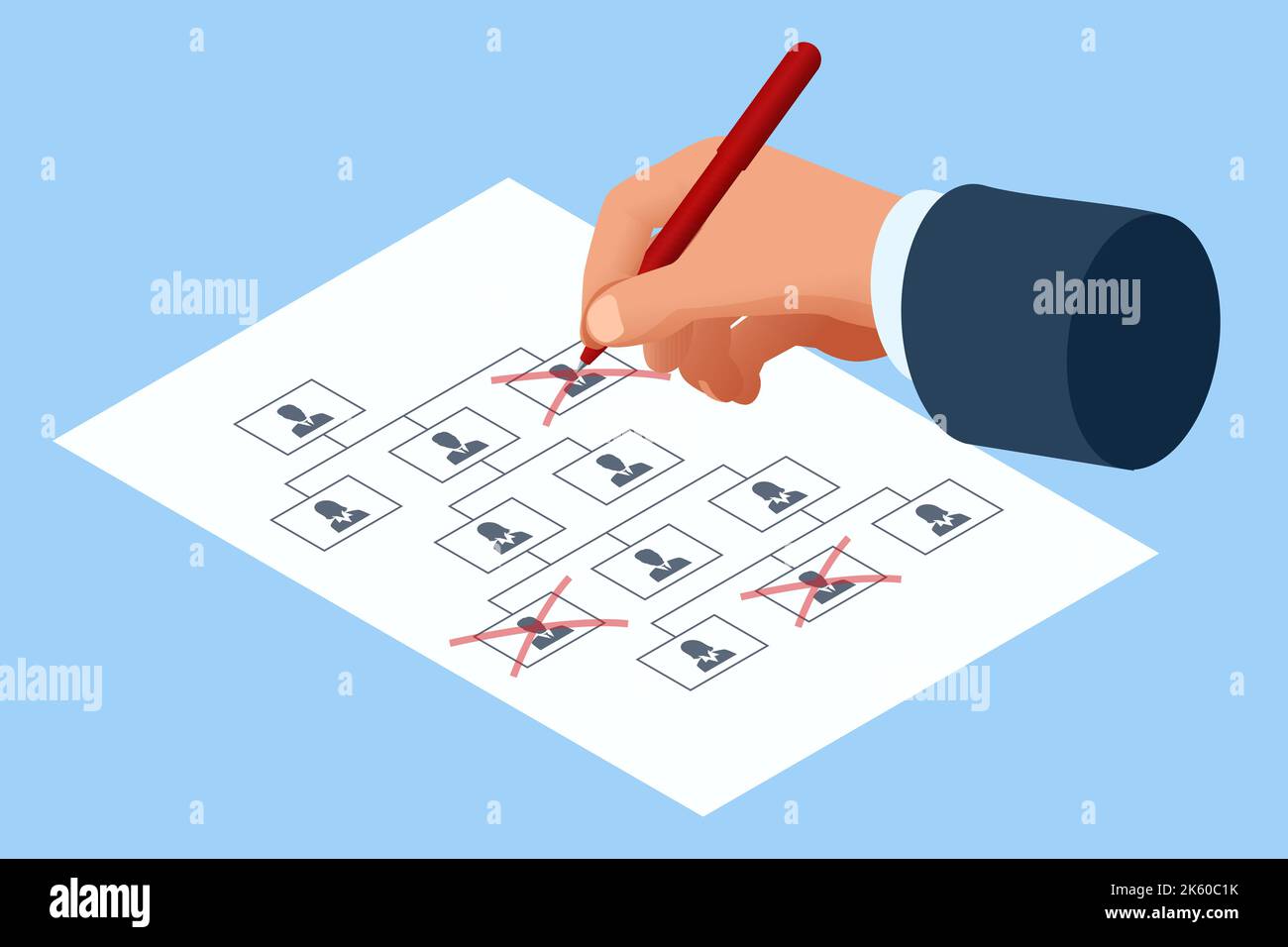 Isometric Organisational Restructuring Staff Unemployment Job Cuts