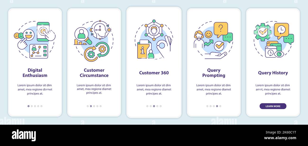 Principles of personalization onboarding mobile app screen Stock Vector ...