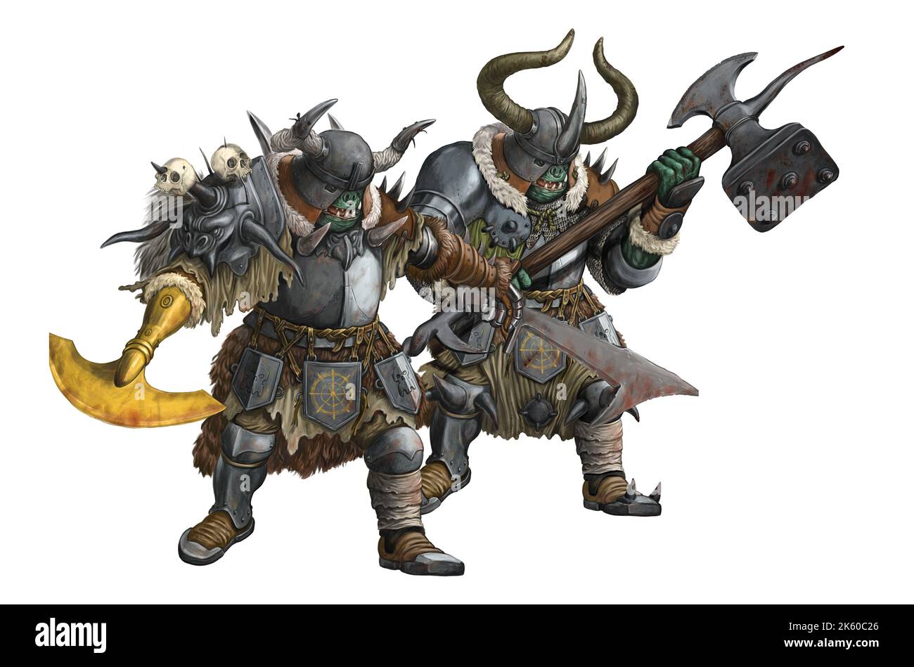 Fantasy creature - orc warrior attack. Fantasy illustration. Goblin ...