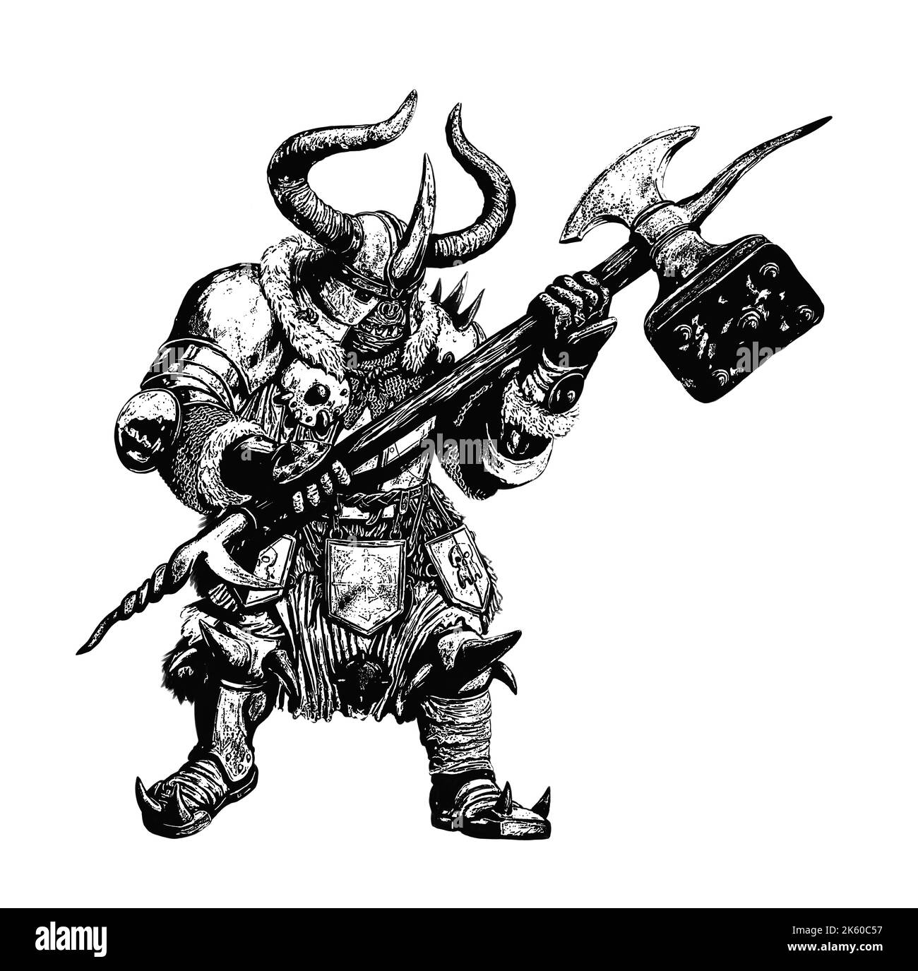 Fantasy creature - orc warrior attack. Fantasy illustration. Goblin ... Fantasy creature - orc warrior attack. Fantasy illustration. Goblin ...