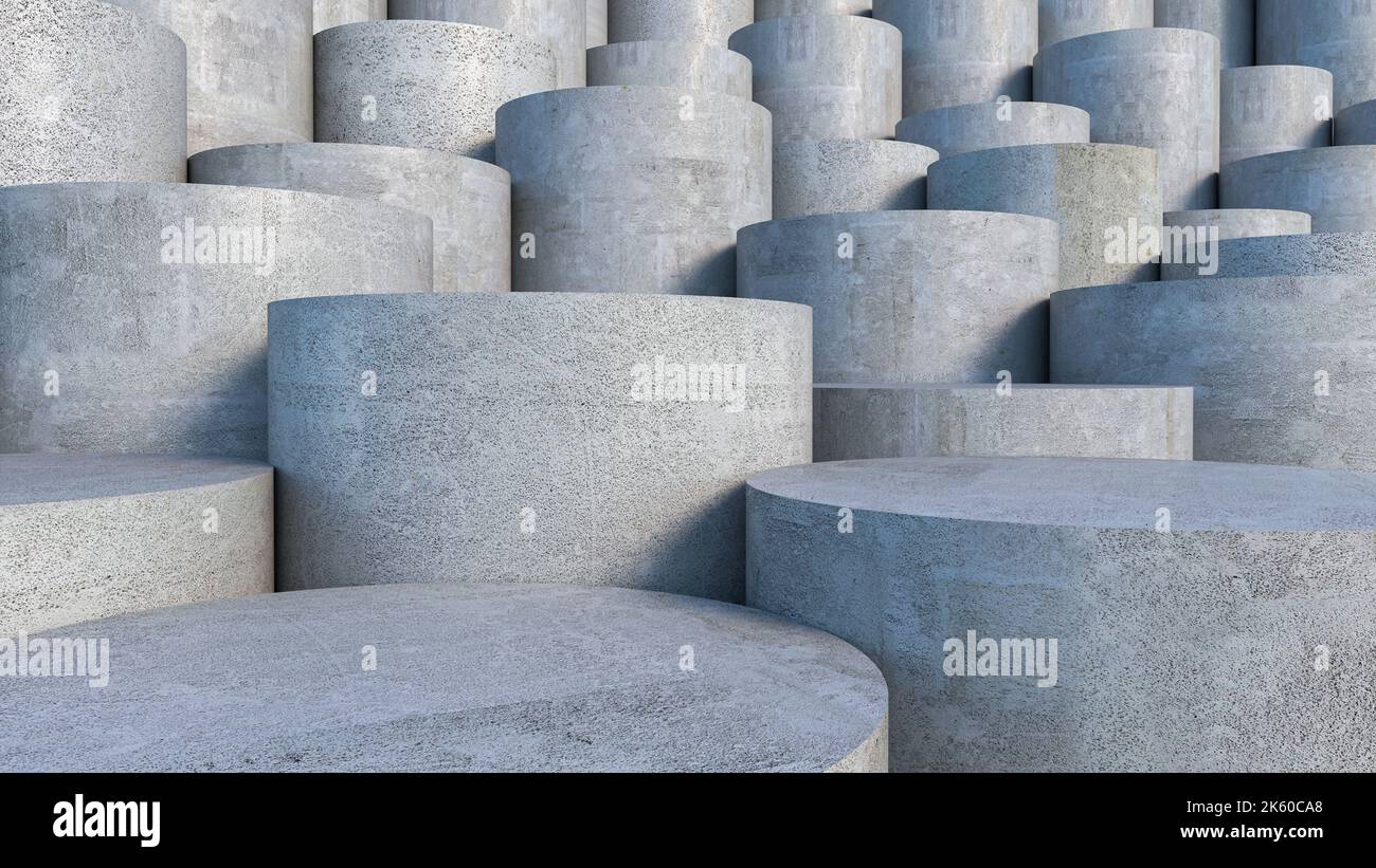 3D Cylinder Concrete Podium, Concrete Stage for Product Display, 3d ...