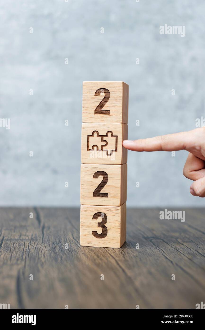 2023 block with jigsaw puzzle icon. Business Process, Team, teamwork ...