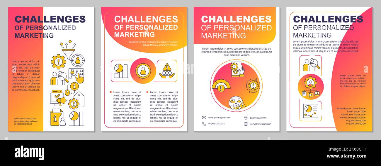 Personalized marketing challenges red gradient brochure template Stock ...