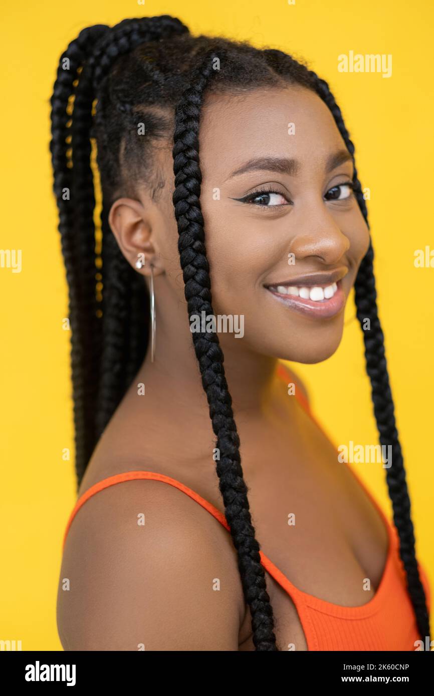 african woman portrait happy expression smiling Stock Photo - Alamy