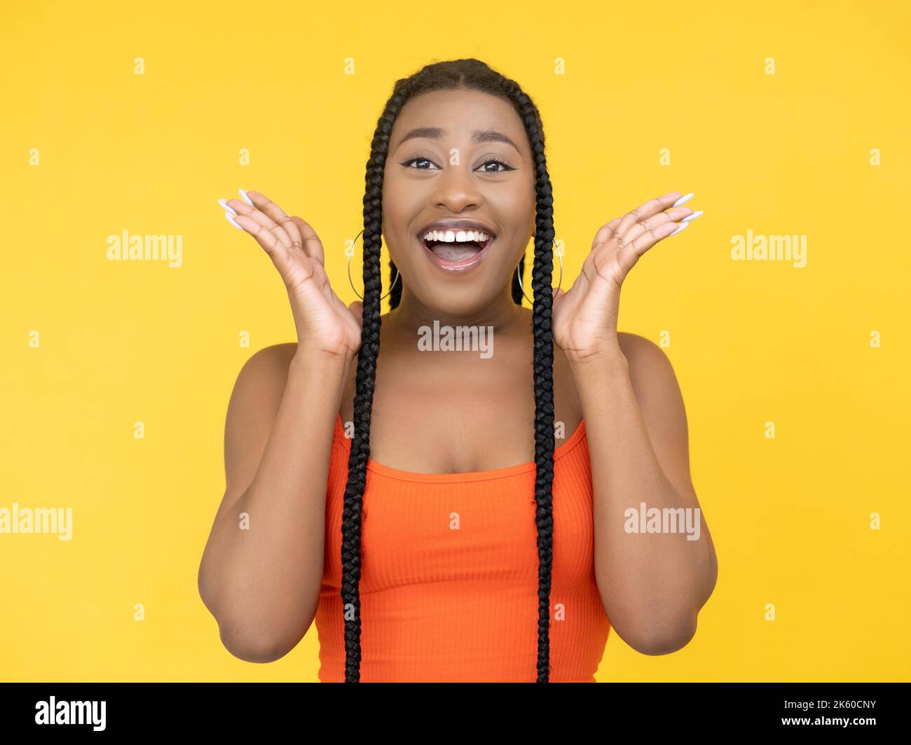 excited woman happy surprise overjoyed face Stock Photo - Alamy