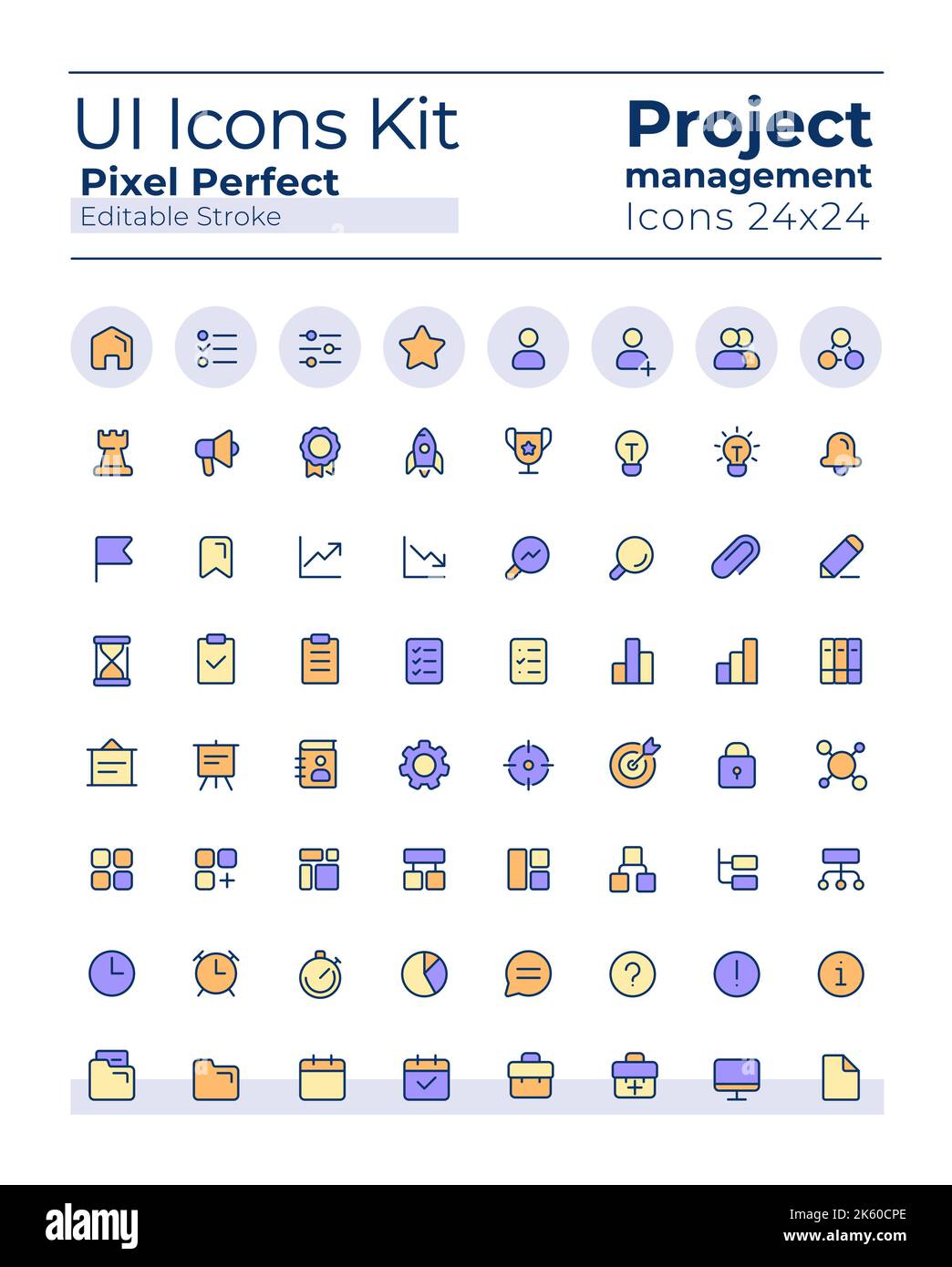 Project management pixel perfect RGB color ui icons kit Stock Vector Image & Art - Alamy