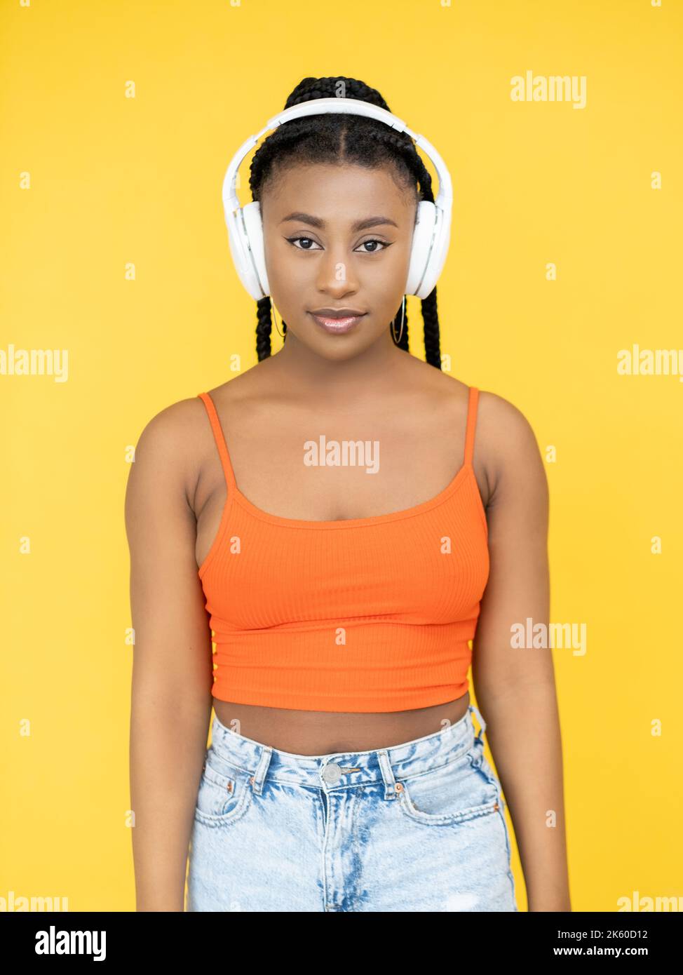 music device audio track woman earphones song Stock Photo - Alamy
