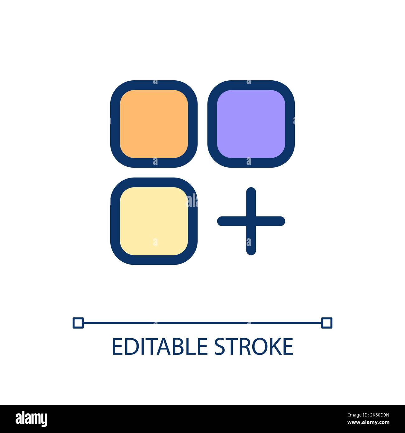 Menu with add option pixel perfect RGB color ui icon Stock Vector Image ...