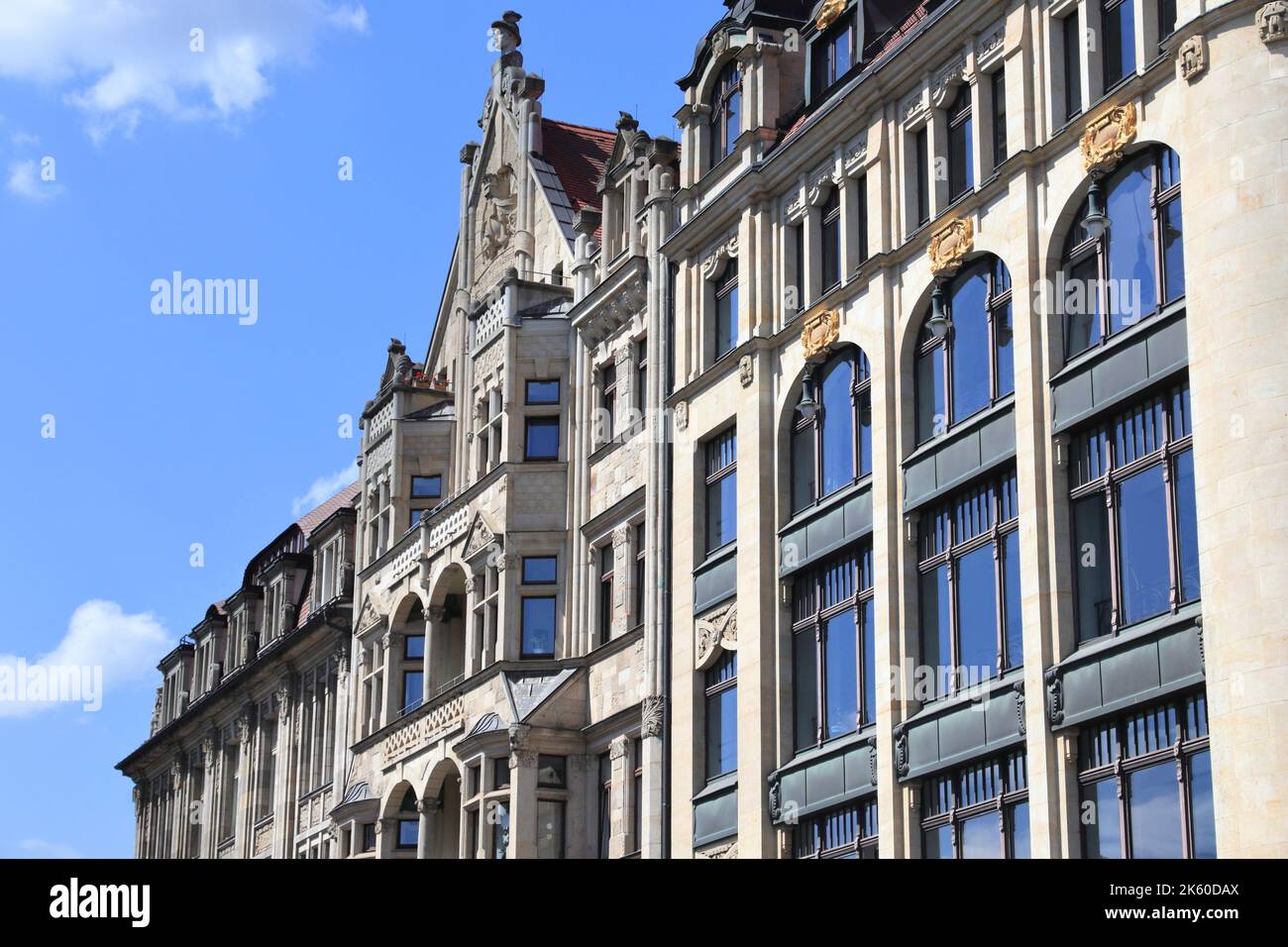 Leipzig city landmark, Germany. Art nouveau architecture in Innenstadt ...