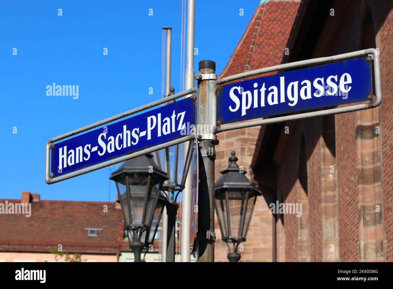 Nuremberg city, Germany. Sign with street name - Spitalgasse Stock ...