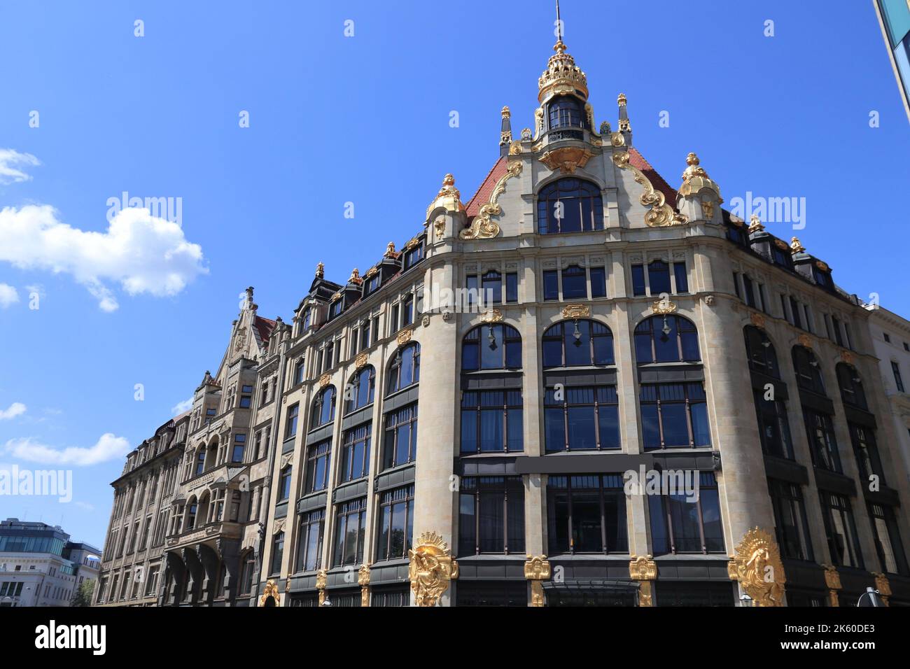 Leipzig city landmark, Germany. Art nouveau architecture in Innenstadt ...