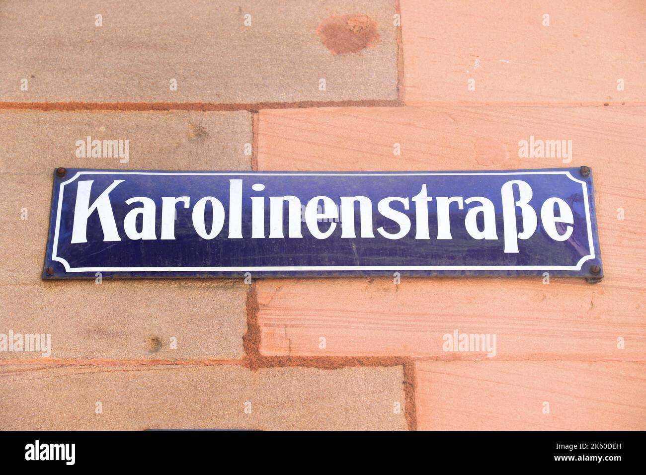 Nuremberg city, Germany. Sign with street name - Karolinenstrasse Stock ...