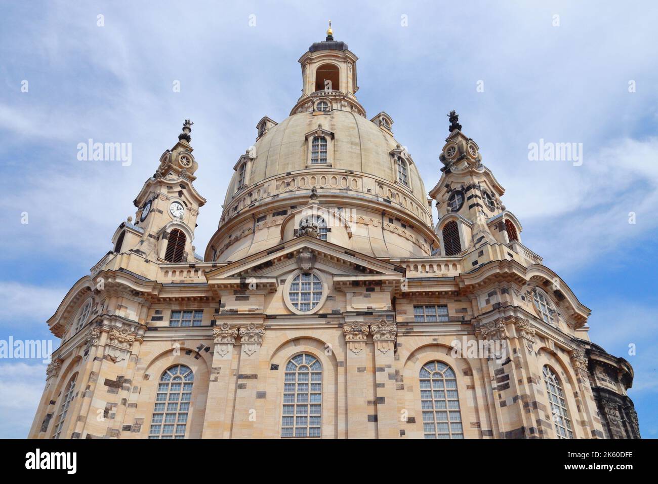 German architecture. Dresden Frauenkirche church. Religious landmark of ...