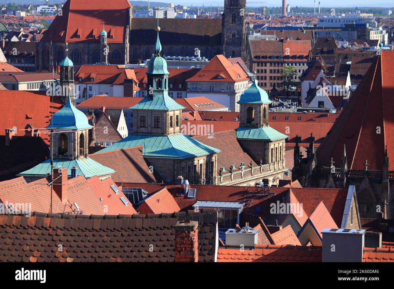 Nuremberg city, Germany. Old town rooftops with city hall (Rathaus ...