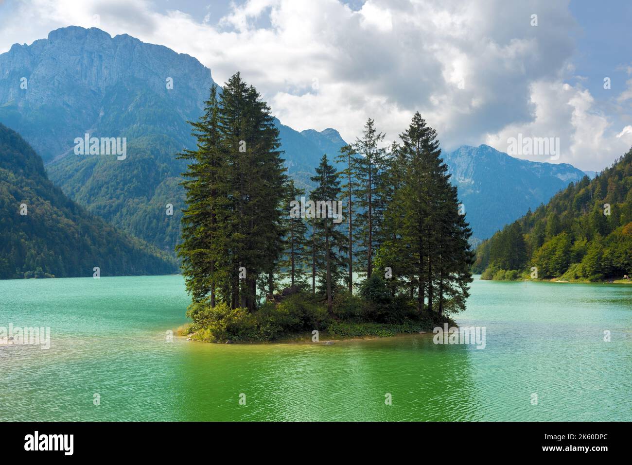 Lake in mountains. Lago del Predil, Italy Stock Photo - Alamy