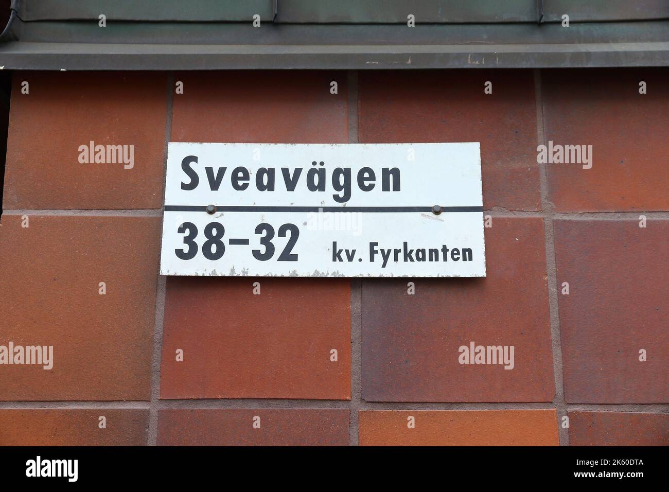 Stockholm city landmarks in Sweden. Sveavagen street name sign Stock ...