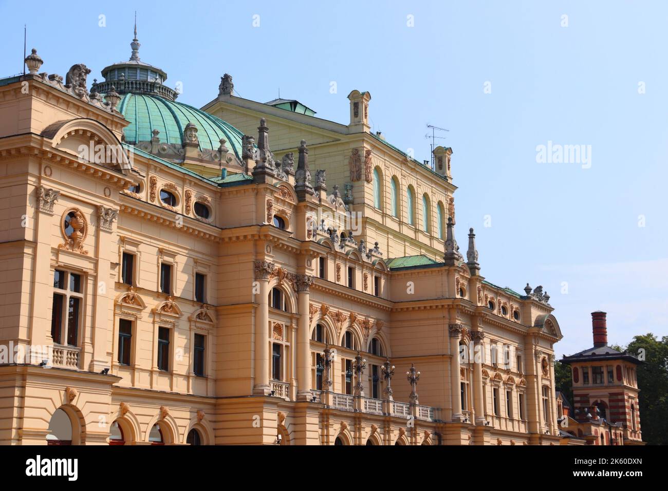 Krakow city in Poland. Juliusz Slowacki theatre - baroque landmark ...