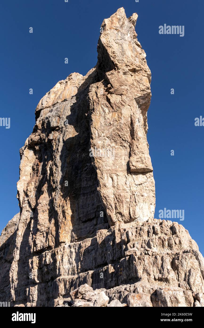 Scenic view of famous La Brèche de Roland, Pyrenees, France Stock Photo ...