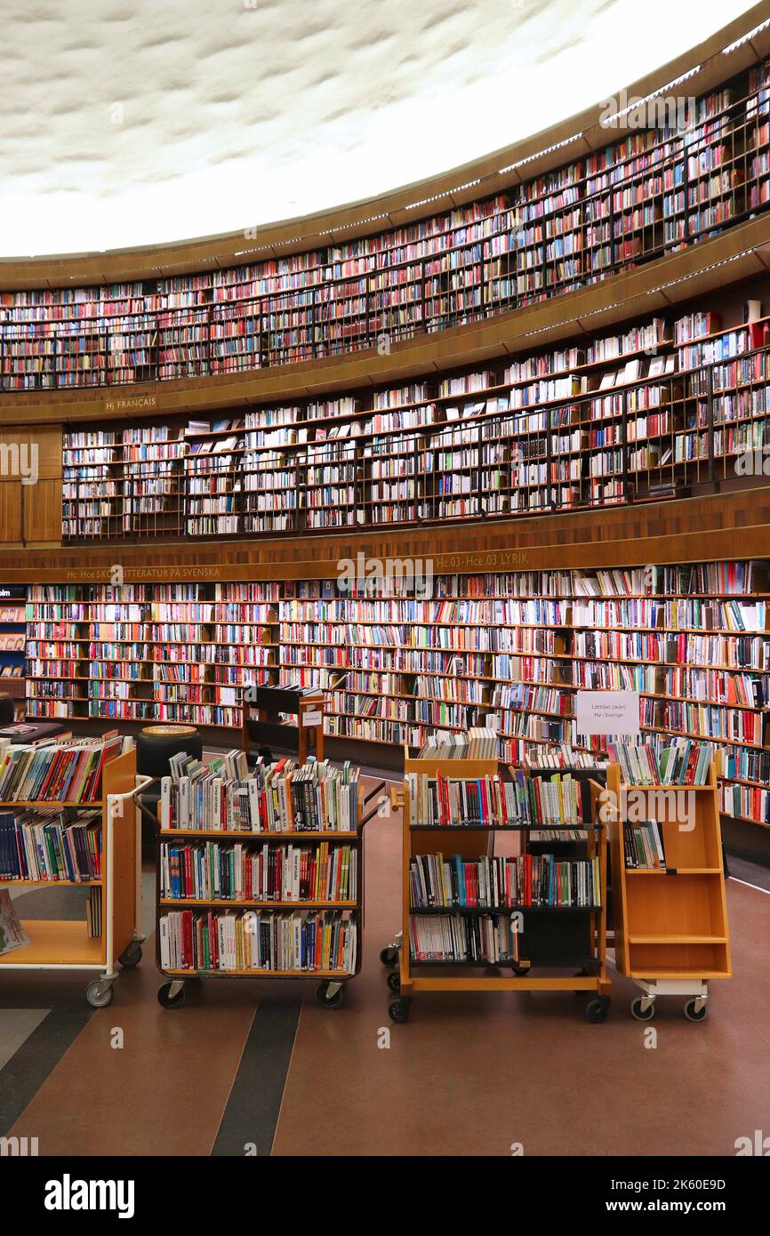 STOCKHOLM, SWEDEN - AUGUST 22, 2018: People visit the rounded building ...