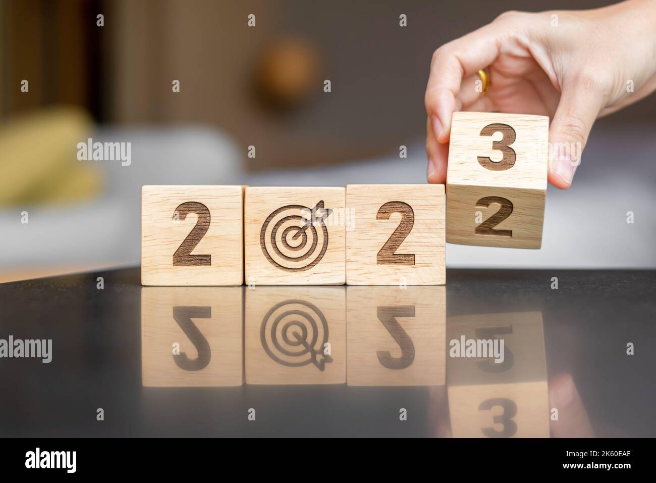 hand flip 2022 to 2023 block with dartboard sign. Business Goal, Target ...