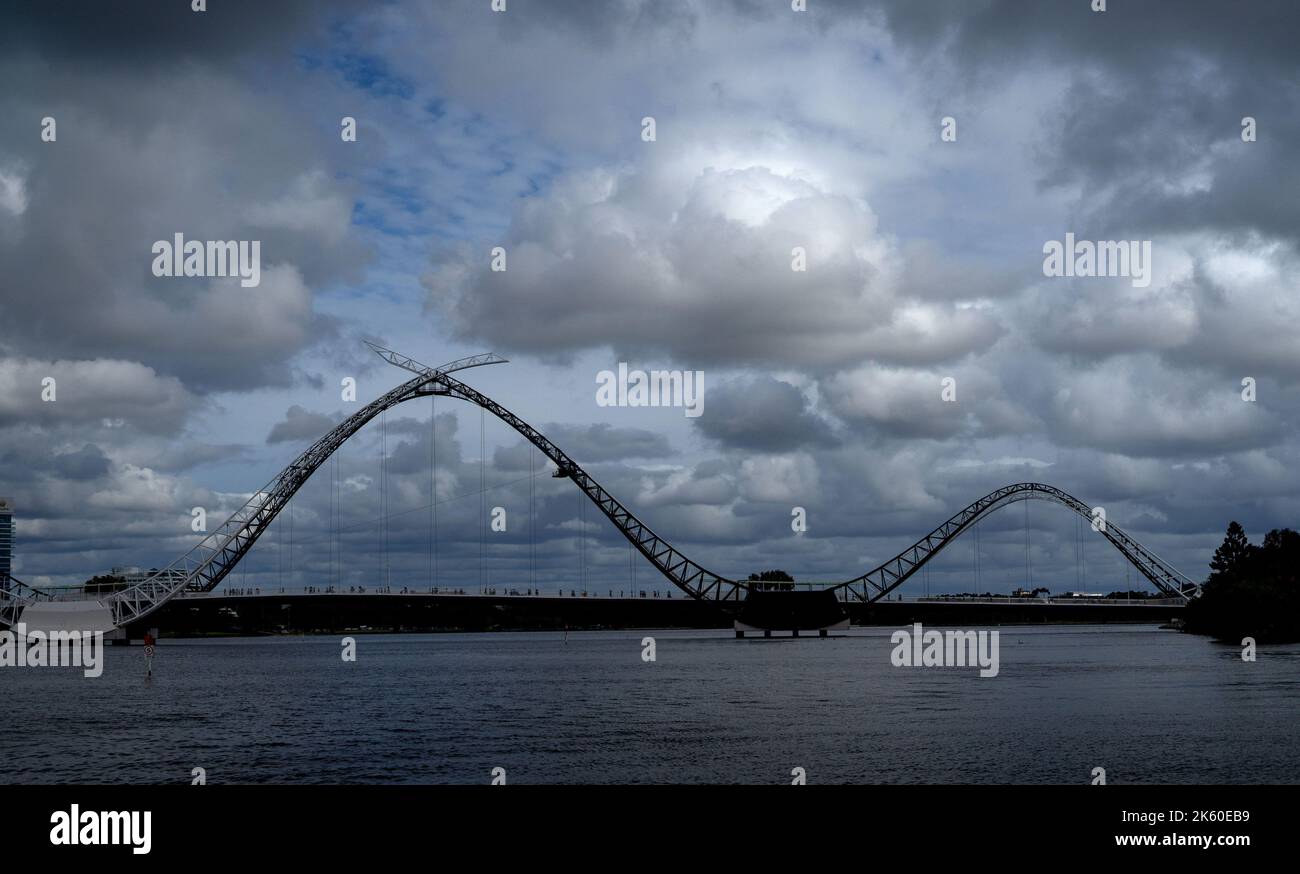 Perth, Australia - October 9, 2022 A foot bridge next to the Optus ...