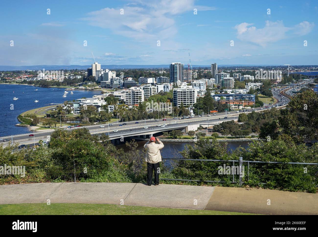 Perth, Australia - October 1, 2022 A tourist takes a picture of the ...