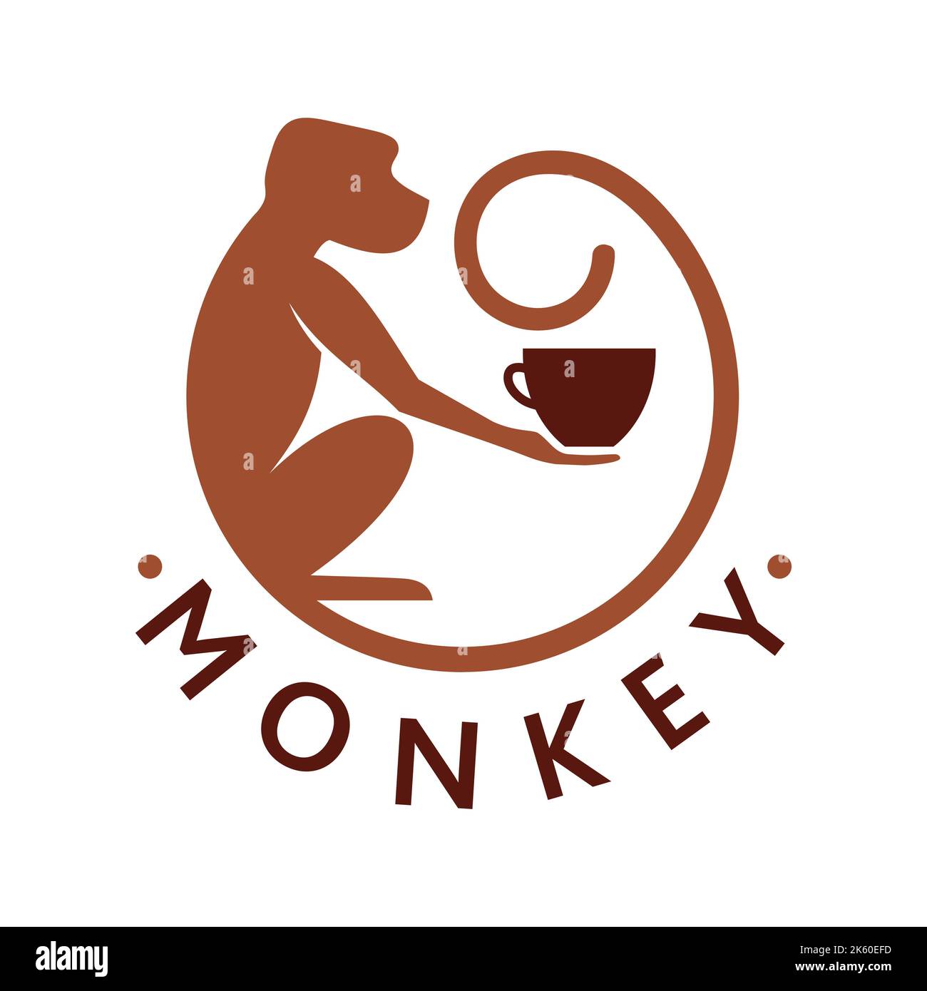 Monkey with a cup of coffee or tea. Logo or badge for coffee shops and ...
