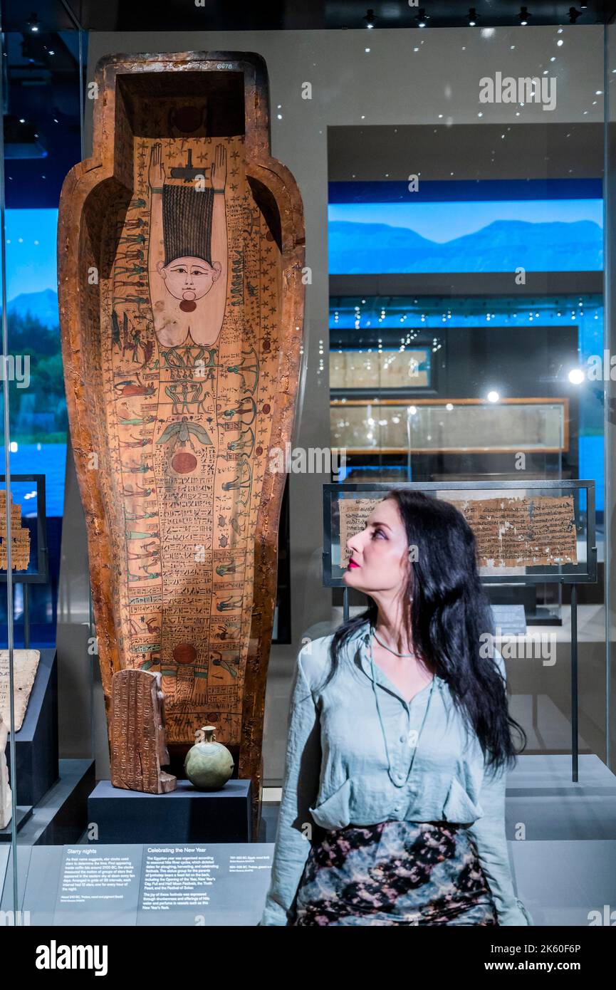 London, UK. 11th Oct, 2022. Starry Nights, a 240 BC Coffin Lid - The ...