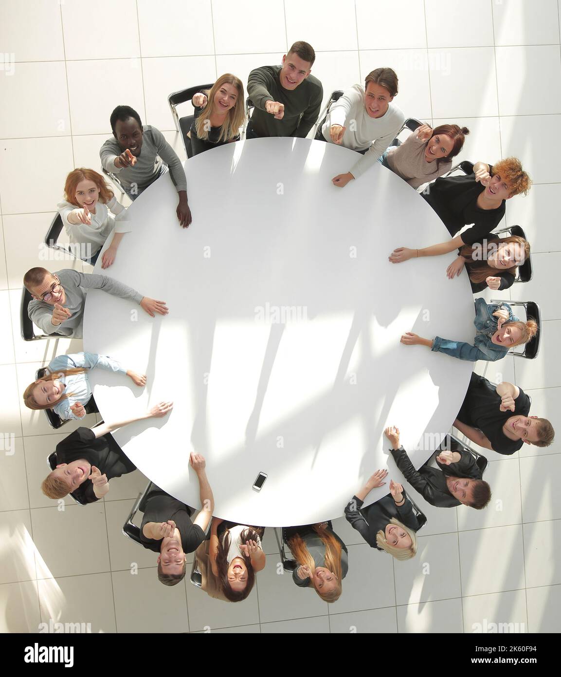 top view. a group of diverse young people pointing at you Stock Photo ...