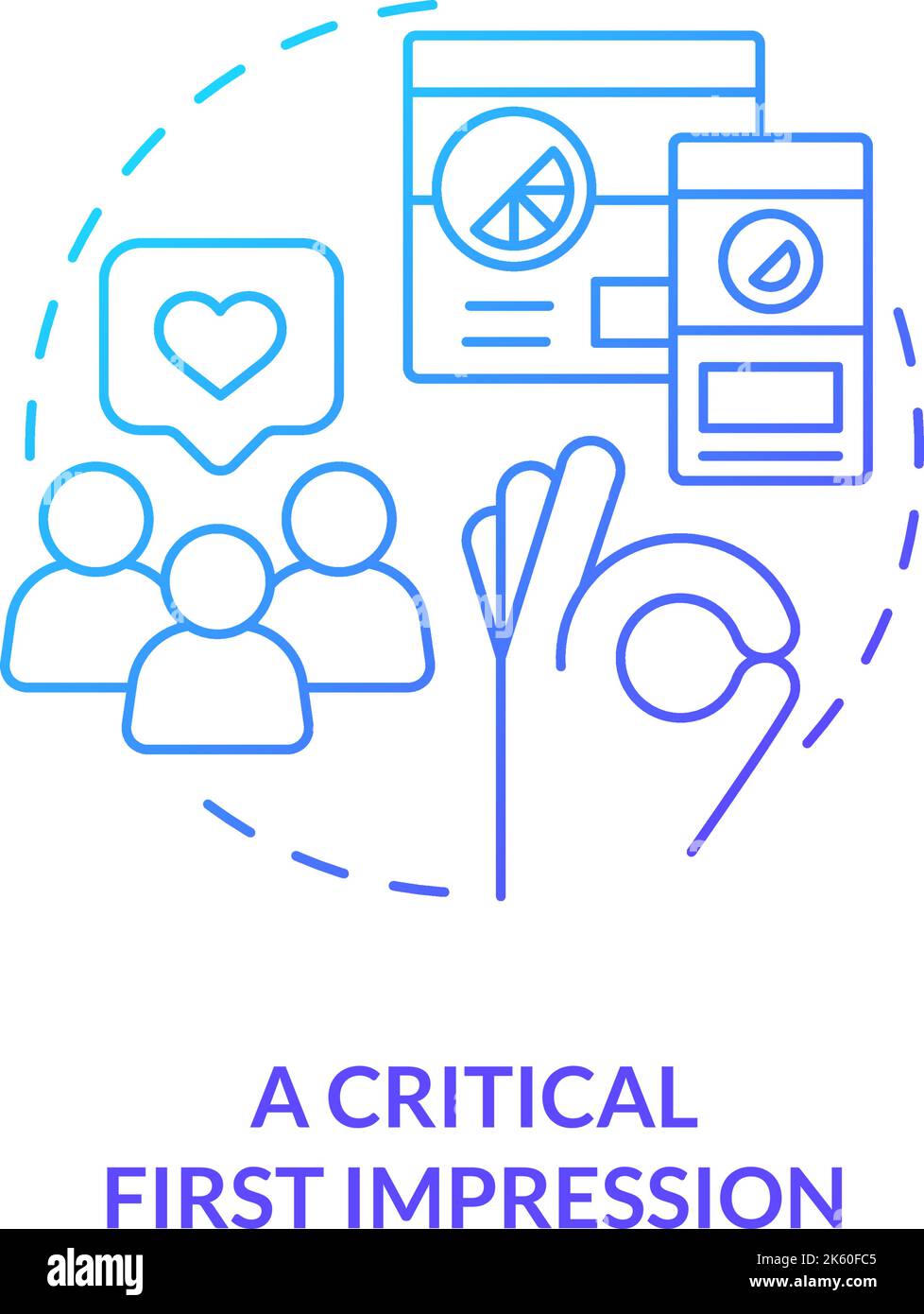 Critical first impression blue gradient concept icon Stock Vector Image ...